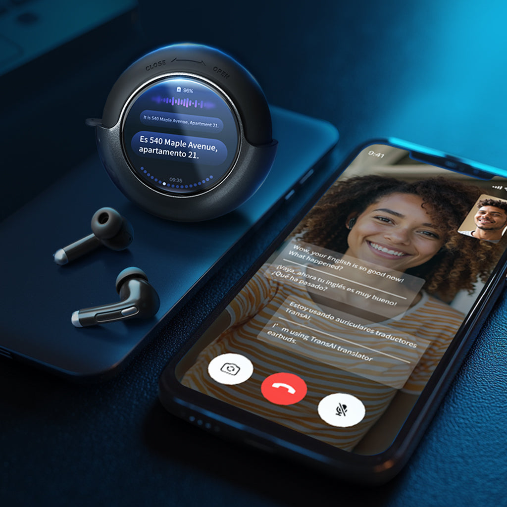 2-Way AI Translator Earbuds with Live Call Translation | TransAI